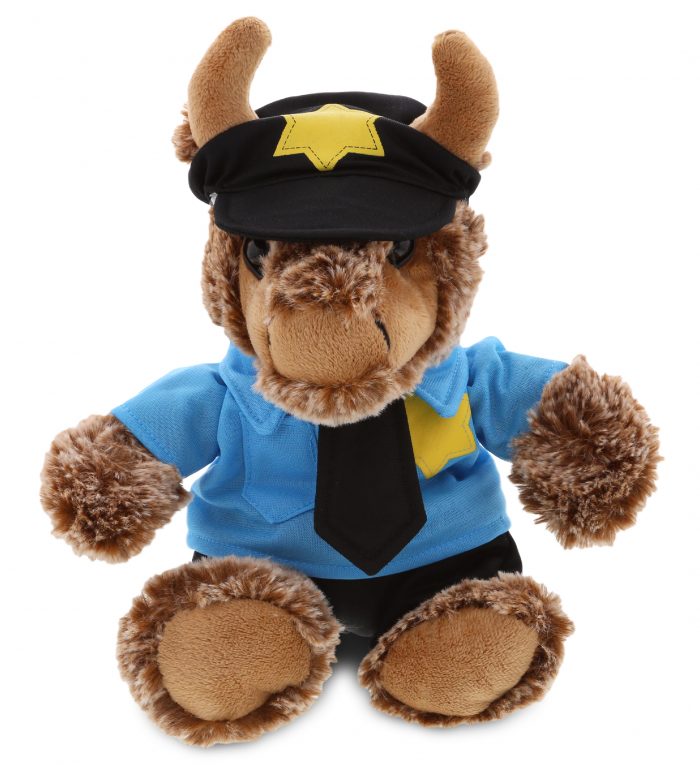 Dollibu Sitting Buffalo Police Officer Plush Toy Soft Buffalo Cop