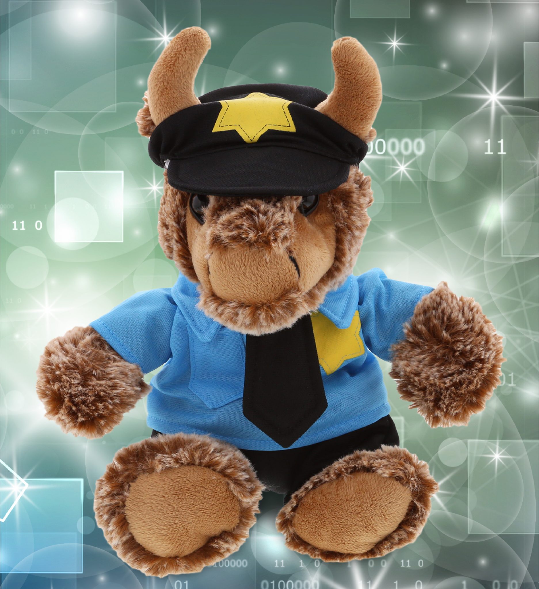 DolliBu Sitting Buffalo Police Officer Plush Toy – Soft Buffalo Cop ...