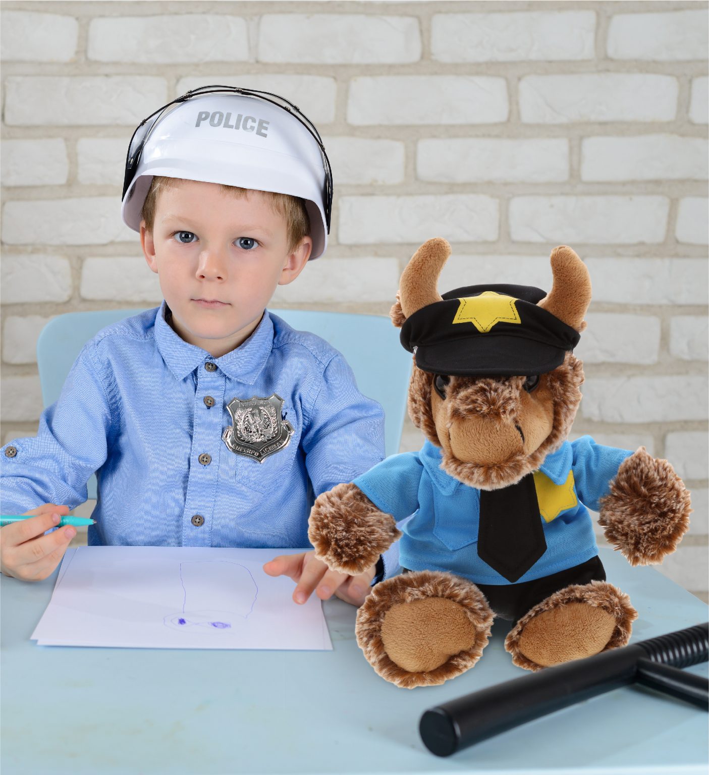 DolliBu Sitting Buffalo Police Officer Plush Toy – Soft Buffalo Cop ...
