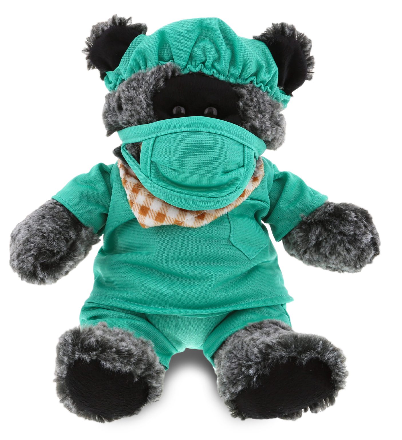 DolliBu Sitting Black Bear Doctor Plush Toy – Super Soft Black Bear ...