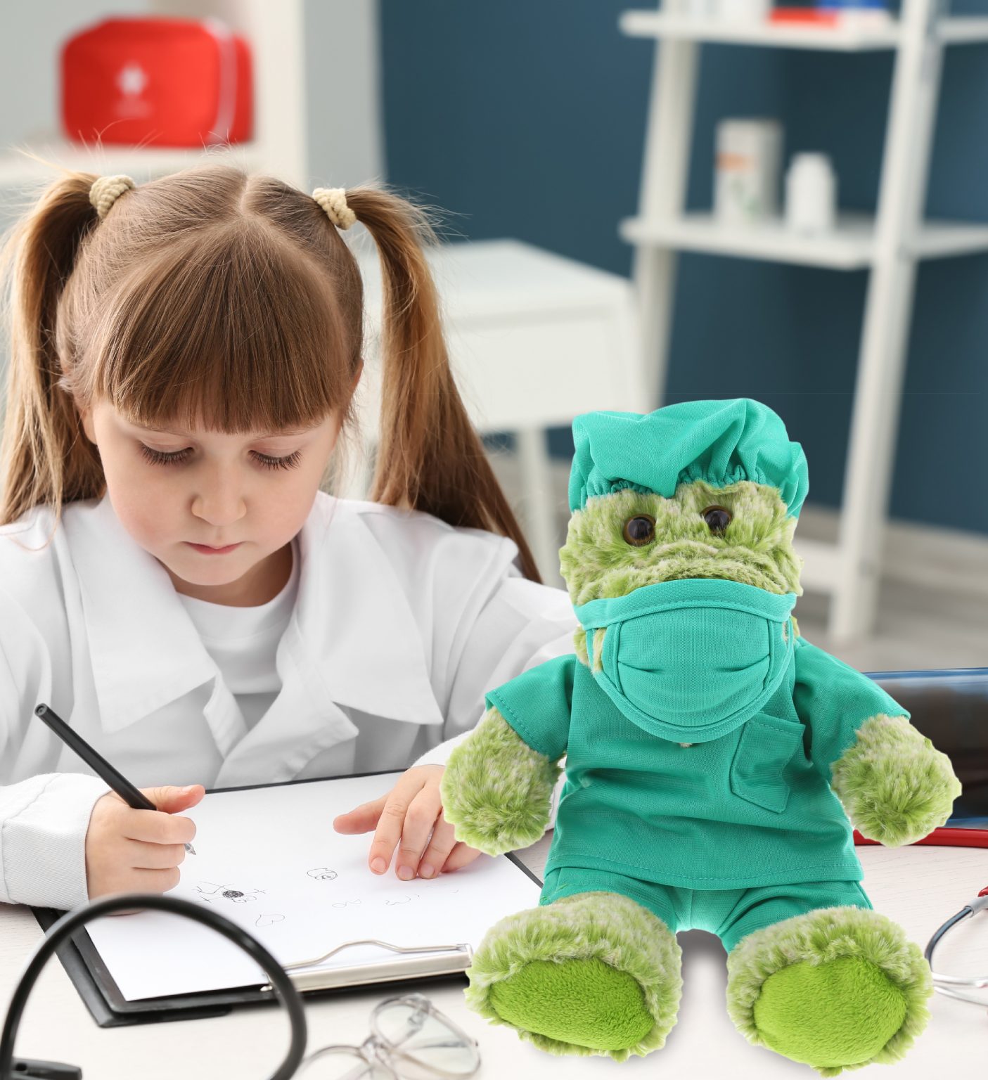 DolliBu Sitting Alligator Doctor Plush Toy – Super Soft Alligator ...