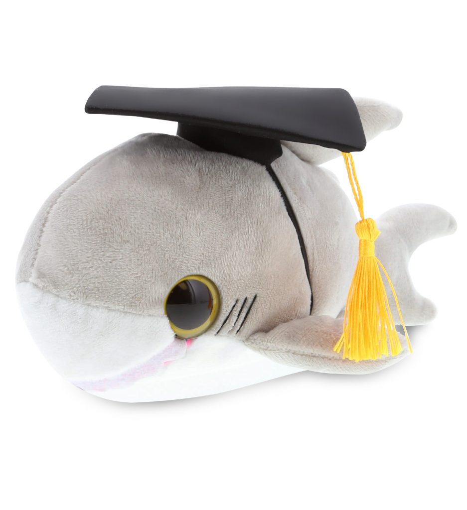 DolliBu Big Eye Shark Graduation Plush Toy – Stuffed Animal Dress Up ...