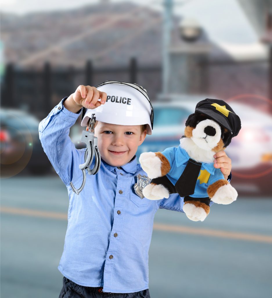 DolliBu Bernese Dog Police Officer Plush Toy – Soft Bernese Dog Cop ...