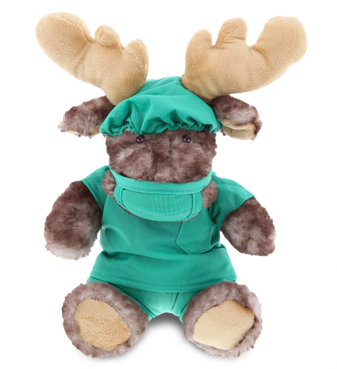 DolliBu Brownish Sitting Moose Doctor Plush Toy – Soft Brownish Moose ...
