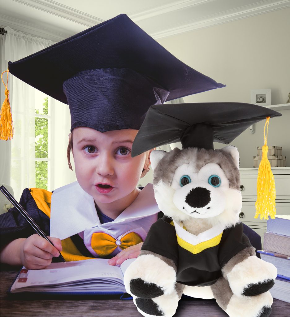 DolliBu Floppy Husky Graduation Plush Toy – Dog Graduation Stuffed ...