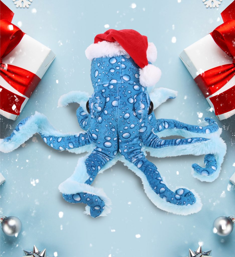 16″ Blue Octopus – Santa Wild Collection Plush - DolliBu