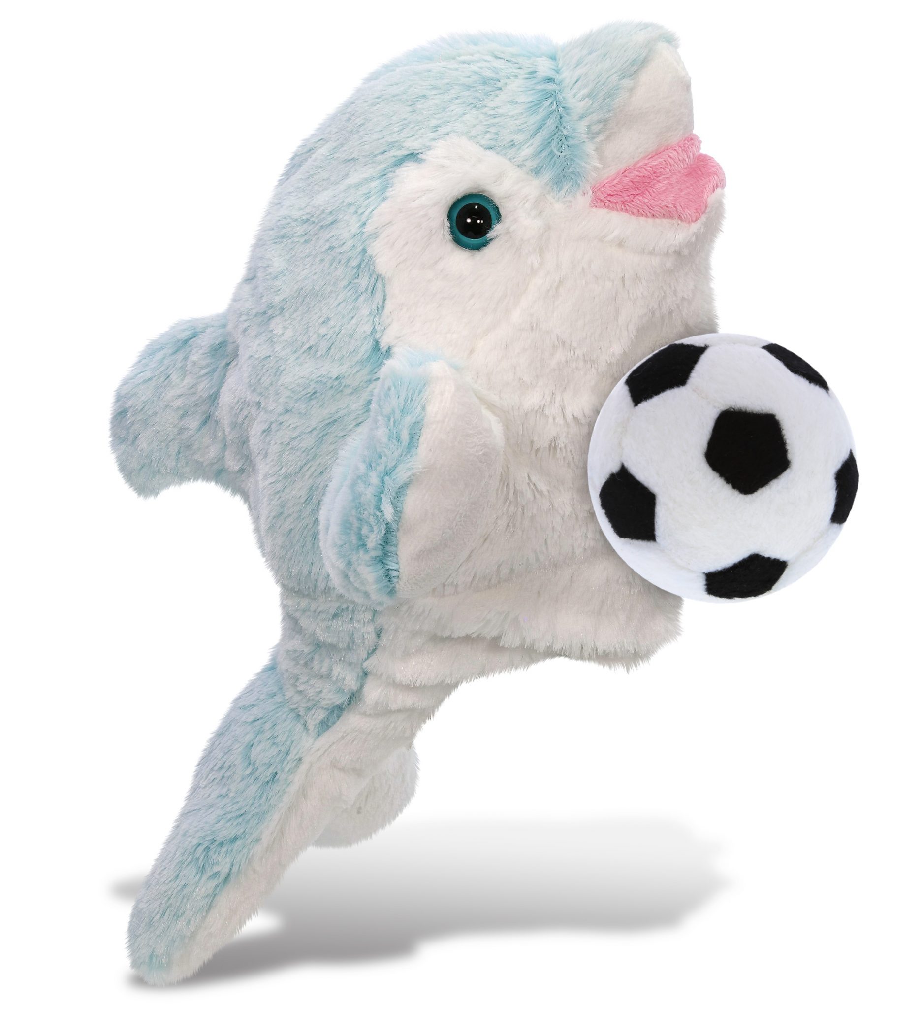 Dolphin With Soccer Plush – Super Soft Plush Hand Puppet - DolliBu