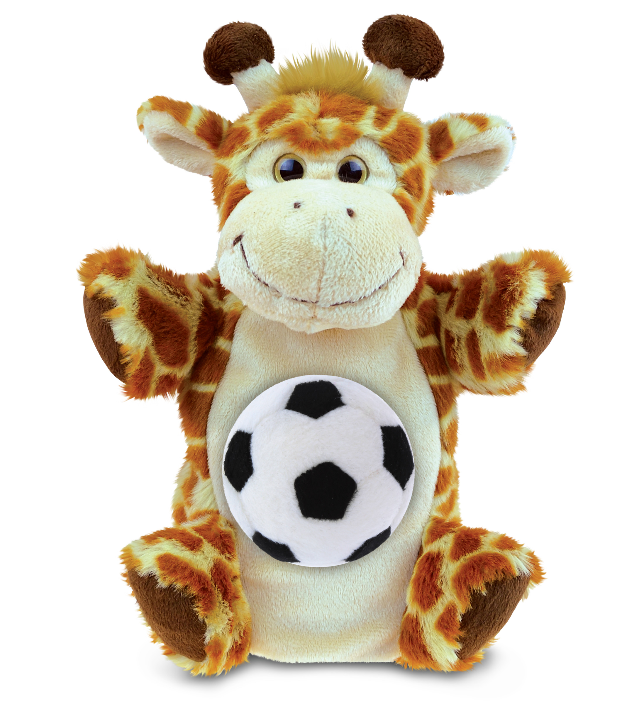 Giraffe With Soccer Plush – Super Soft Plush Hand Puppet - DolliBu