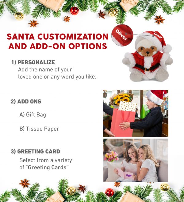 Sloth With Santa Dress Up – 6″ Plush - DolliBu