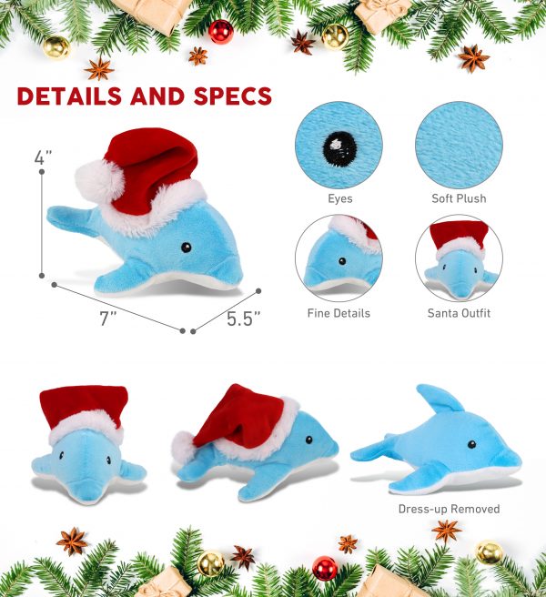 Dolphin With Santa Dress Up – 6″ Plush - DolliBu