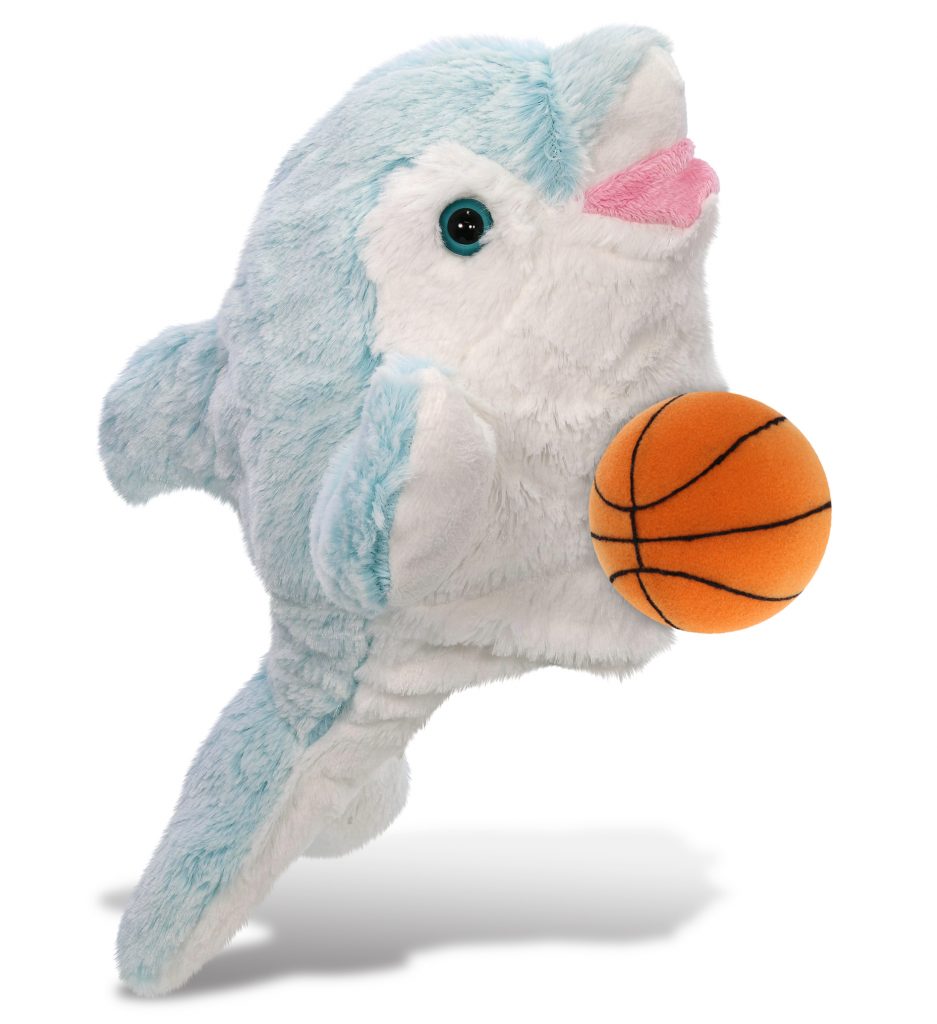 Dolphin With Basketball Plush – Super Soft Plush Hand Puppet - DolliBu