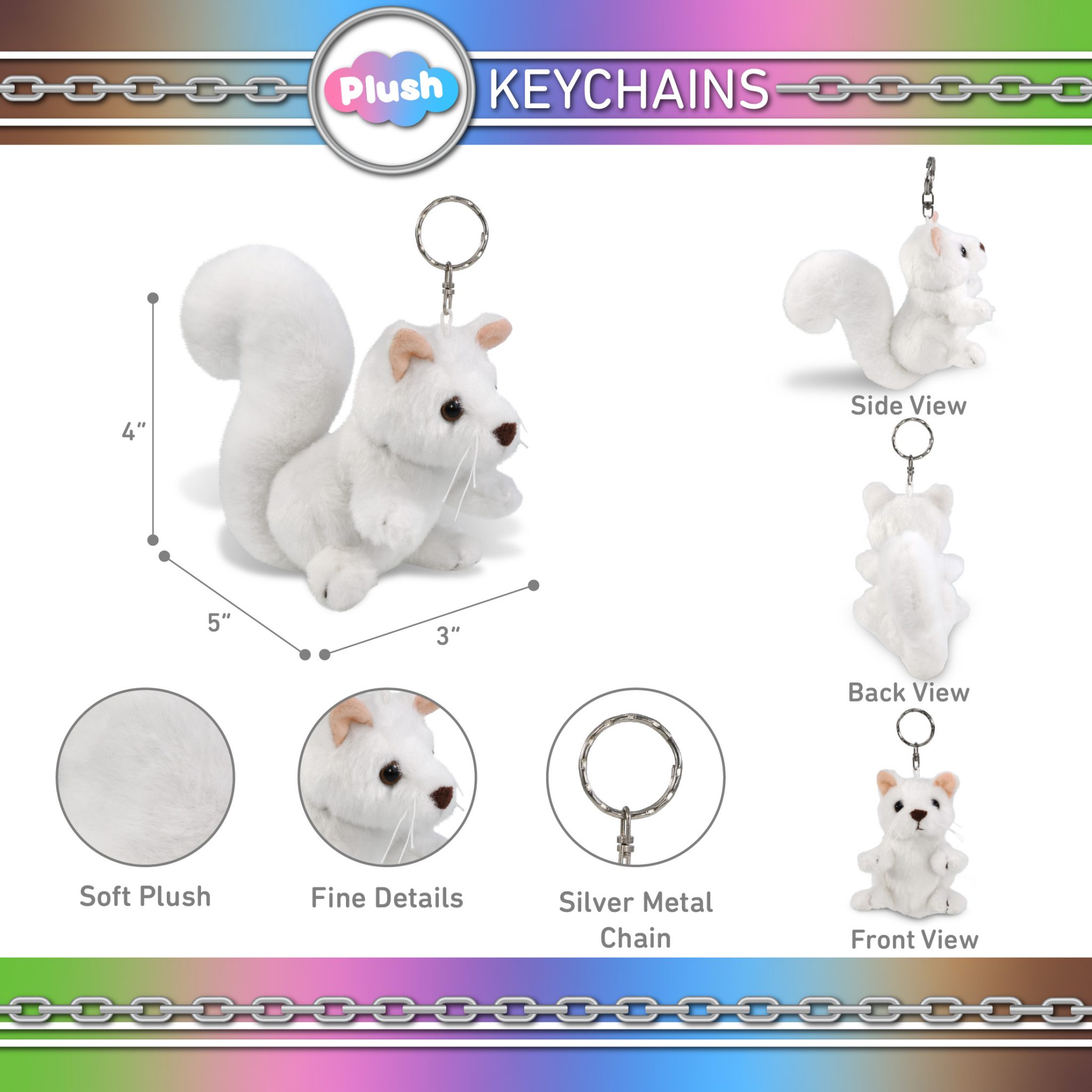 White Squirrel – Plush Keychain - DolliBu
